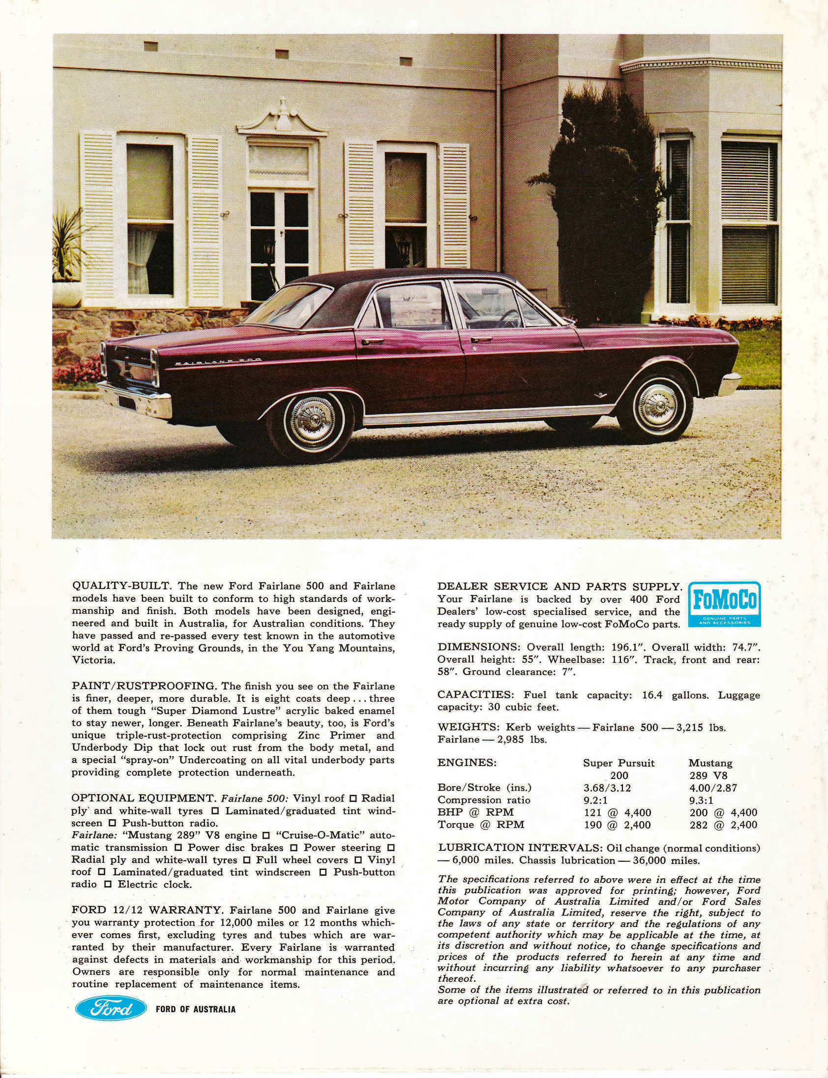 1967 Ford Fairlane ZA Brochure