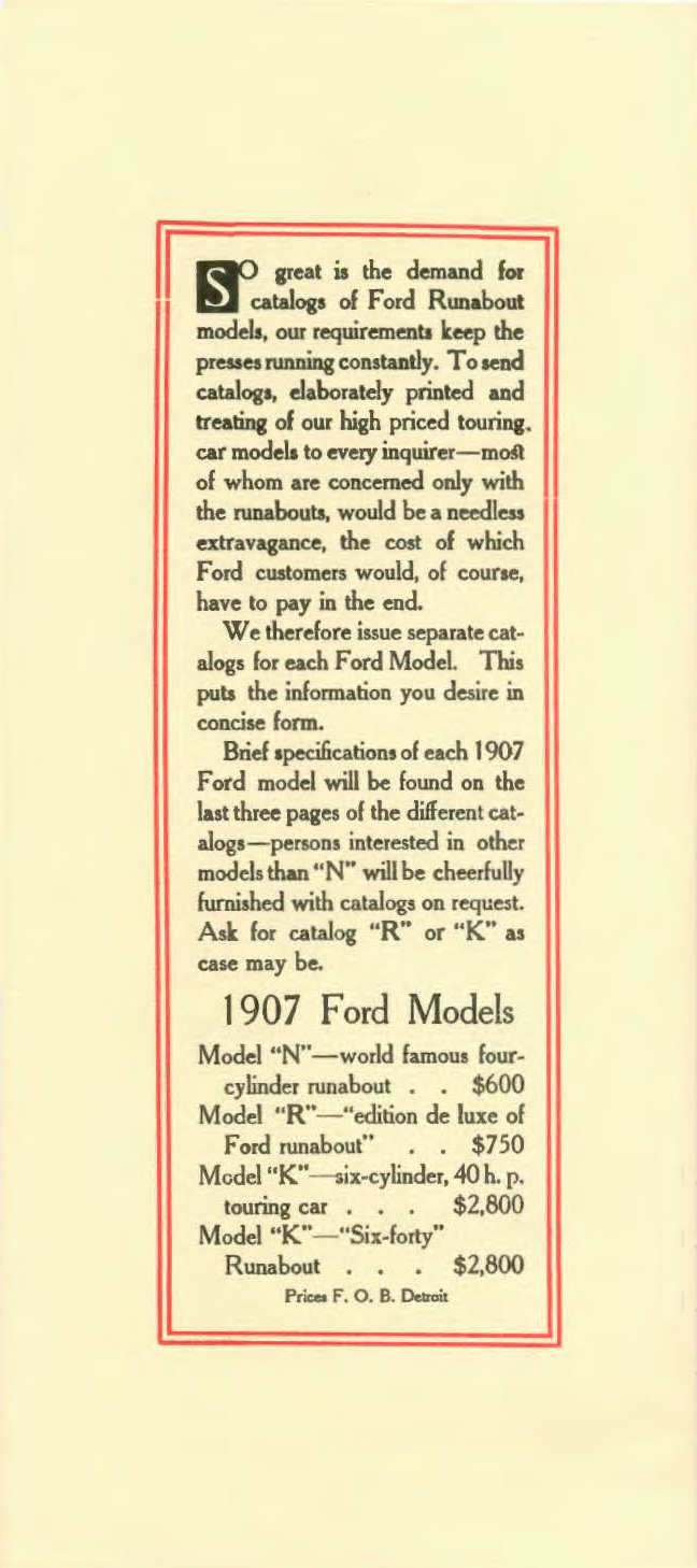 1907 Ford Model N Brochure