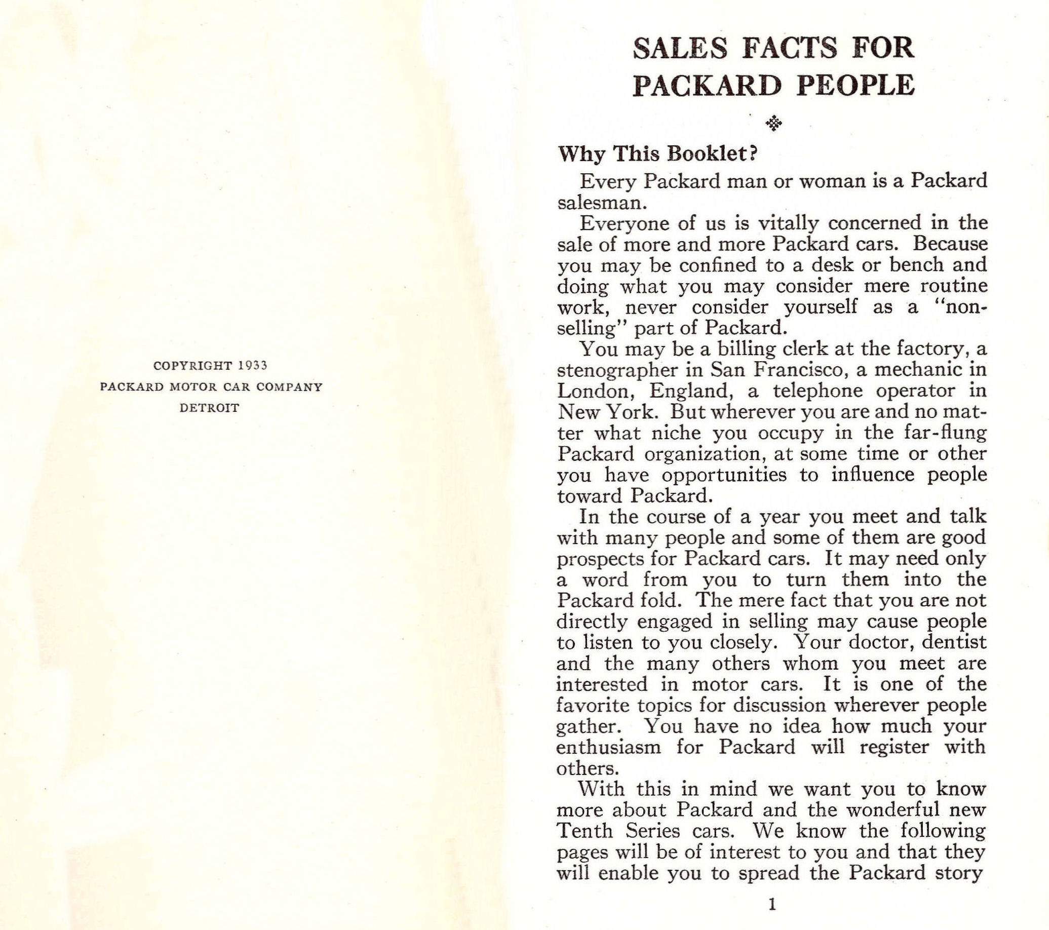 1933 Packard Facts Booklet