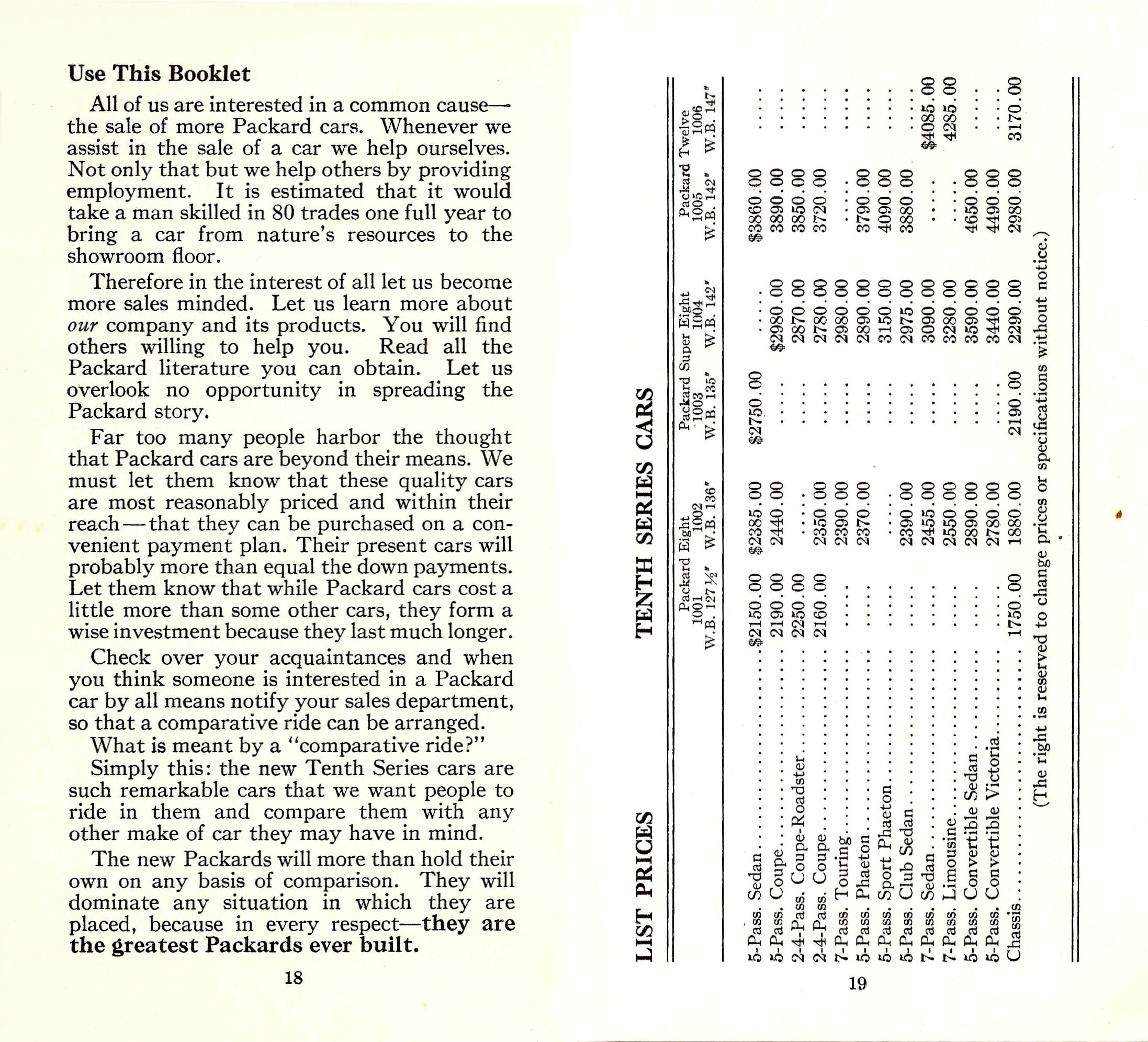 1933 Packard Facts Booklet